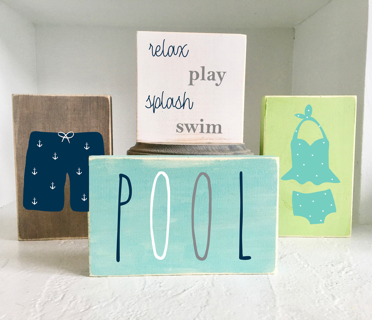 Pool sign bundle, Swim, Wooden signs, Tiered tray signs, Bathing suit ...